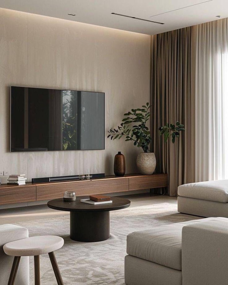 Minimalist TV Unit Design, Living Room Design, Residential 3D Modelling ...