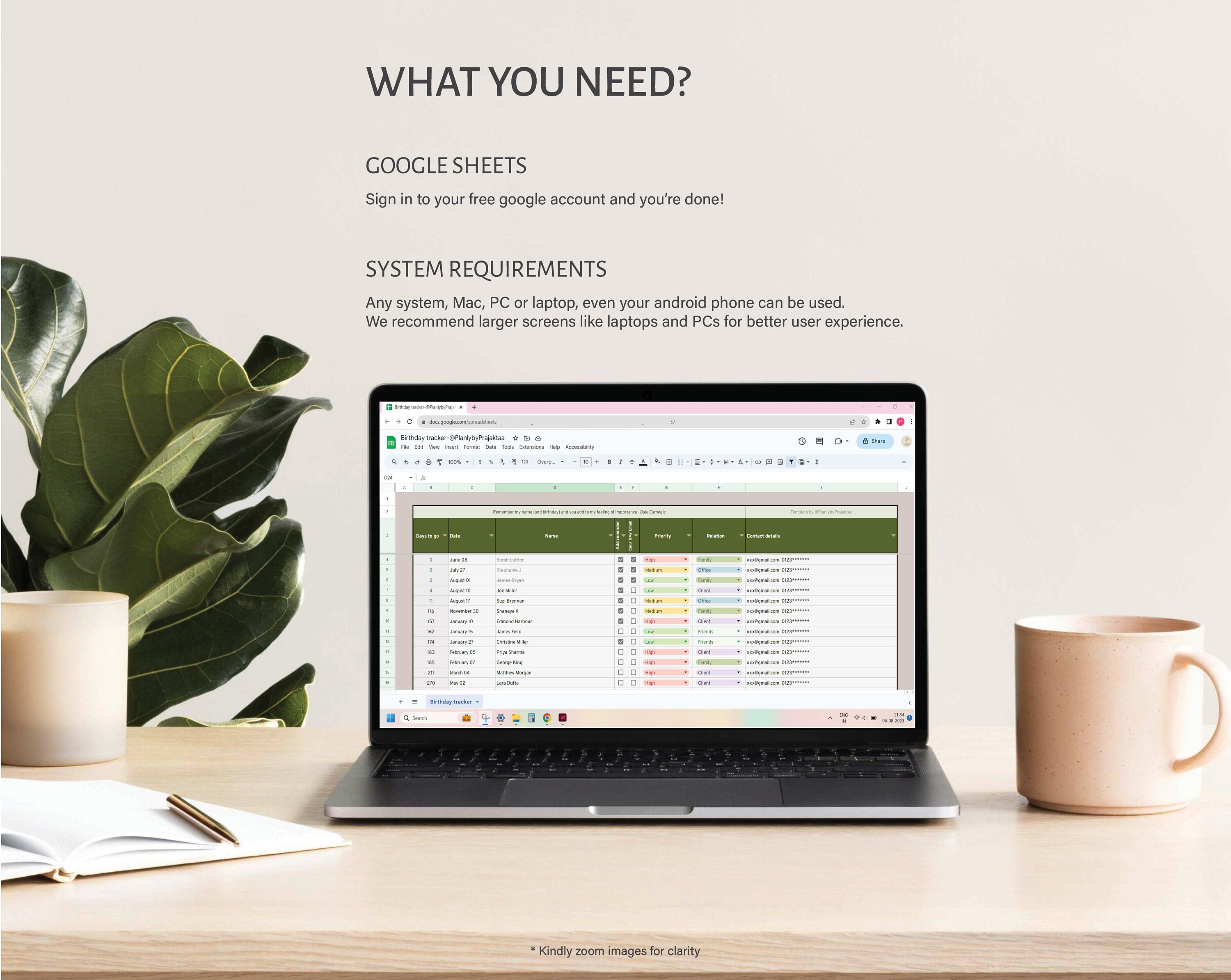 Birthday Tracker Google Sheets | Birthday Trackerer | Birthday ...