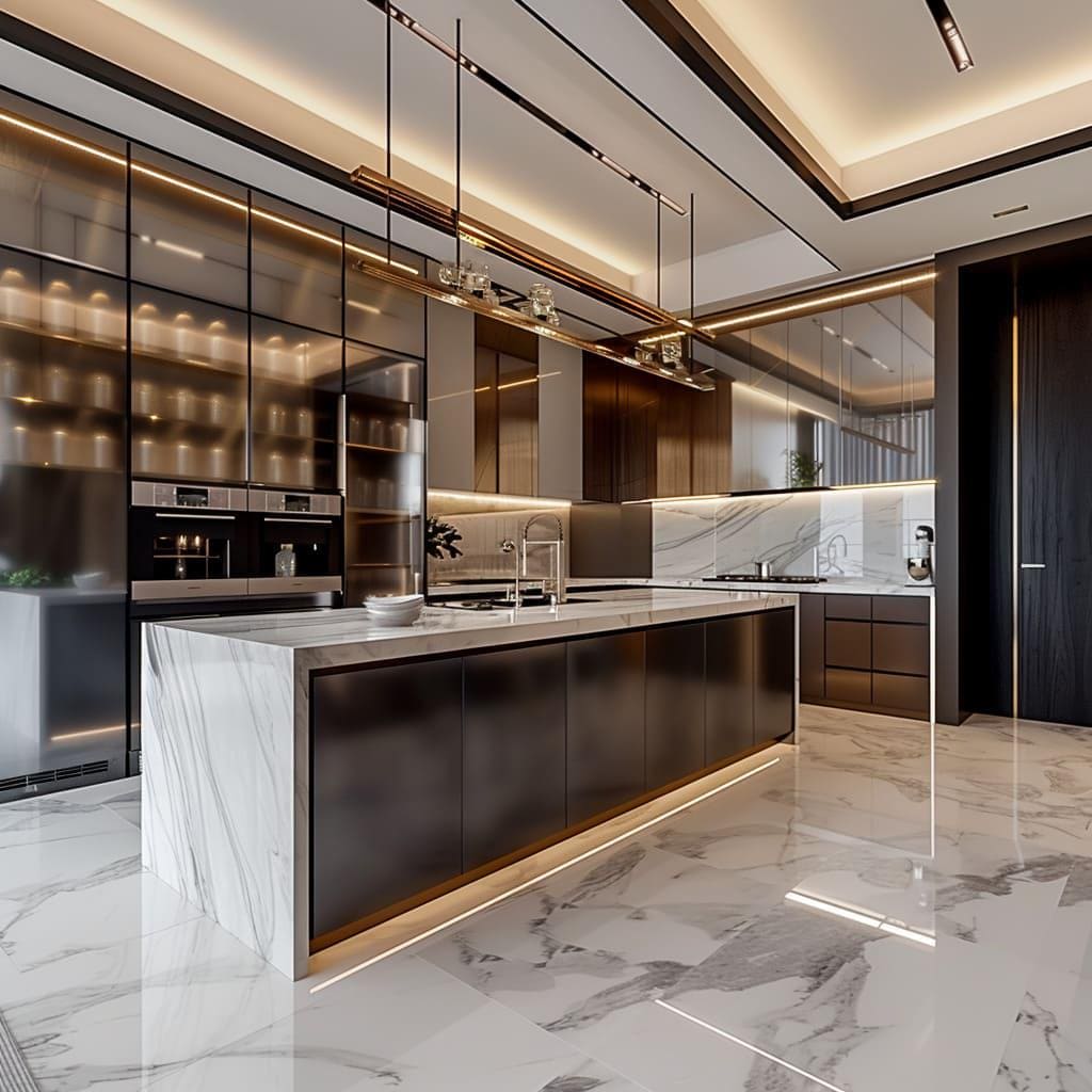 Luxury 3d Kitchen 3d Rendering Minimalist Kitchen Remodel Ideas Virtual ...