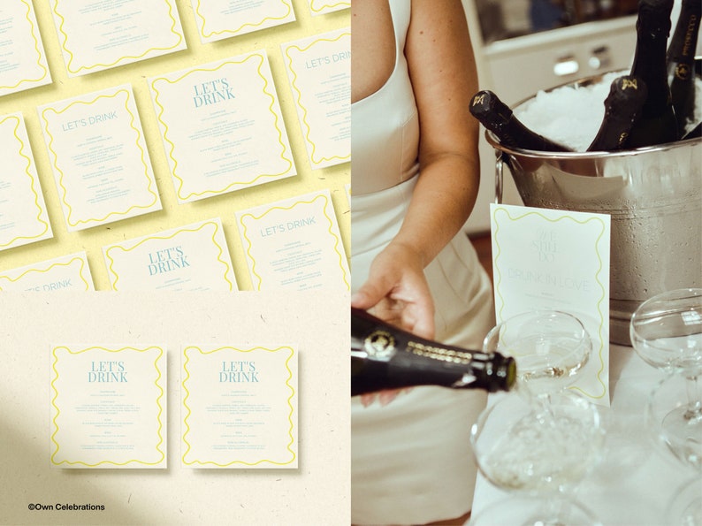 Wavy Yellow Drinks Menu - Bar & Drinks Menu Template, Wedding Bridal ...