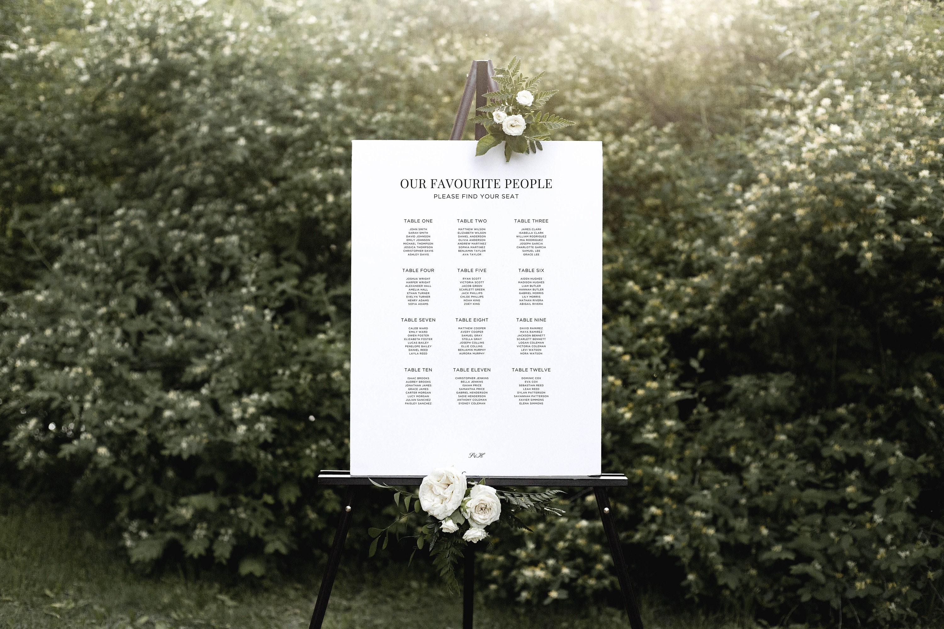 Minimalist Wedding Seating Chart, Modern Printable Table Plan Template ...