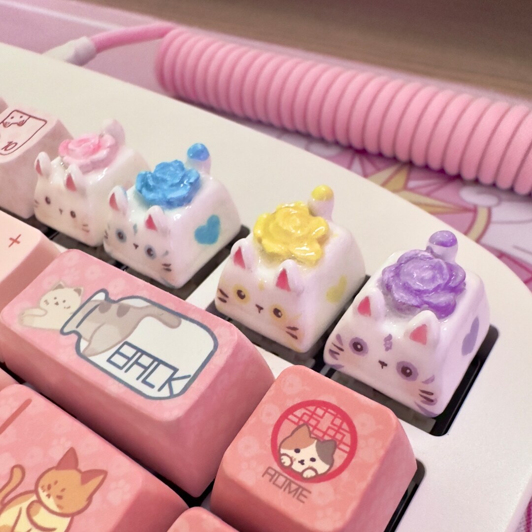 Flower Kitty Keycaps - Etsy