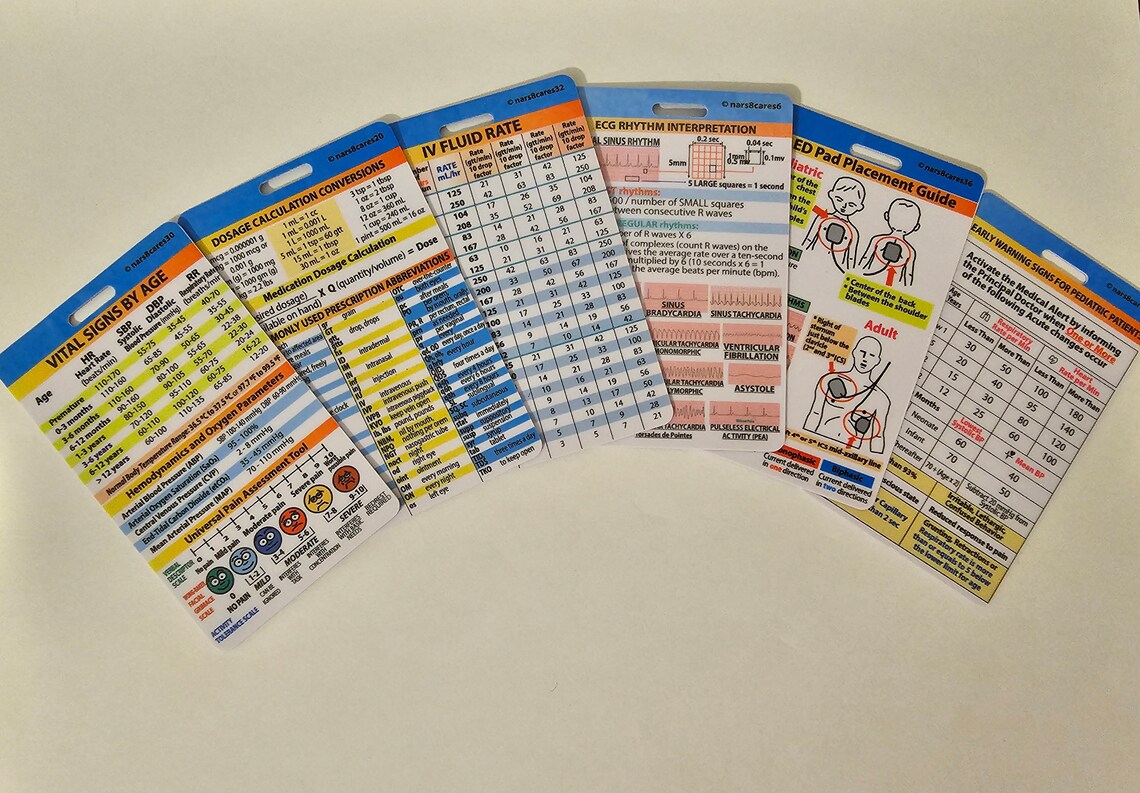 Nursing Reference Cards Set 1 - Etsy