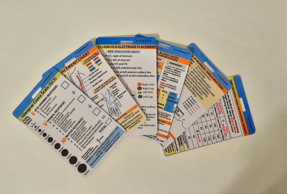Nursing Reference Cards Set 1 - Etsy