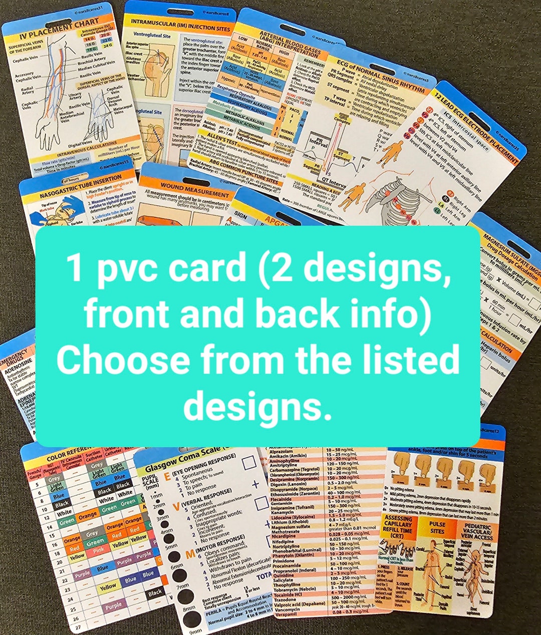 Nursing Reference Card: 1 Pvc Card Only - Etsy