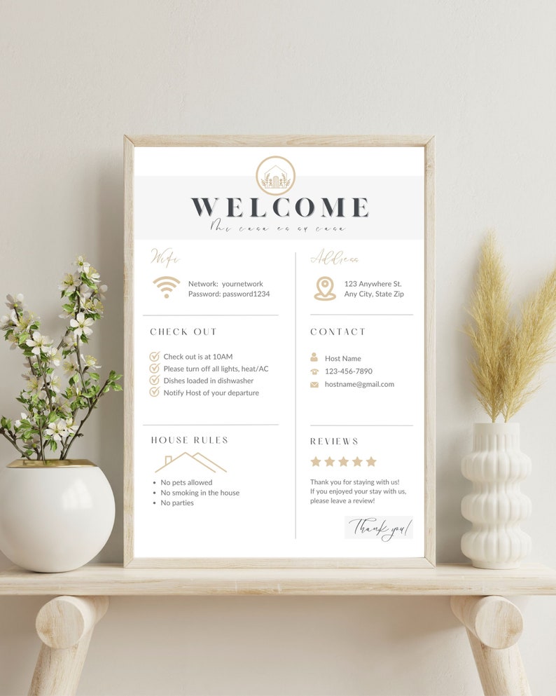 Aesthetic Welcome Sign for Airbnb, VRBO or Rental - Etsy
