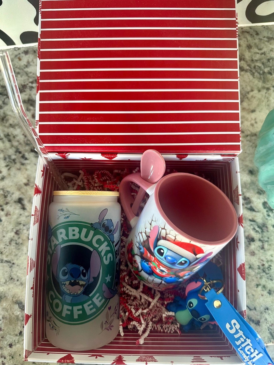Adorable Stitch Gift Set 16oz Starbucks Tumbler Christmas Mug With ...