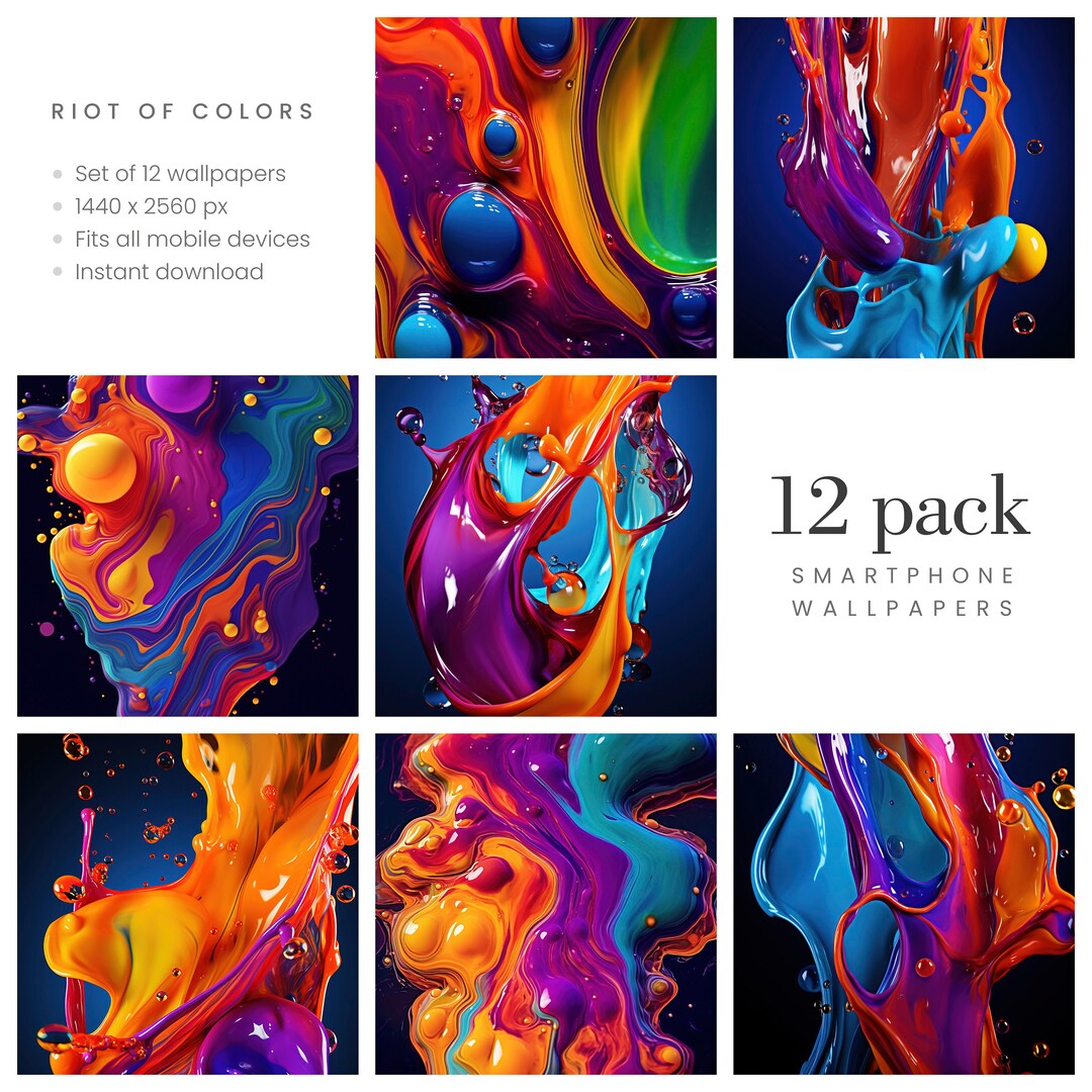 Riot of Colors. Set of Vibrant Colorful Wallpapers for Smartphones. - Etsy