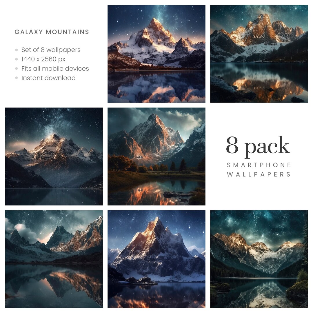 Galaxy Mountains. Set of Stunning Wallpapers for the Smartphones - Etsy