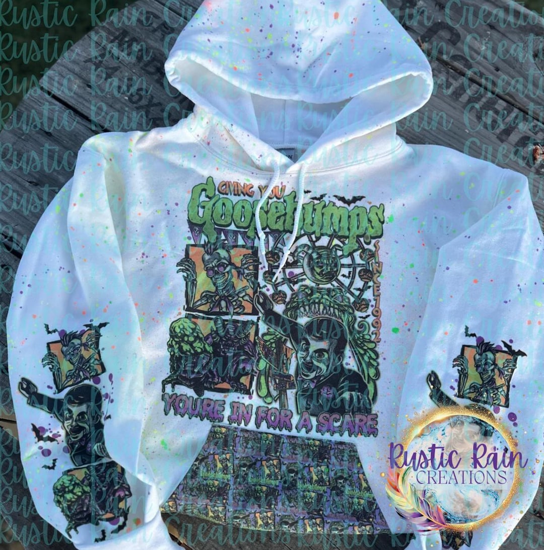 Giving You Goosebumps Hoodie | Retro 90s Movie Apparel | Neon Splatter ...