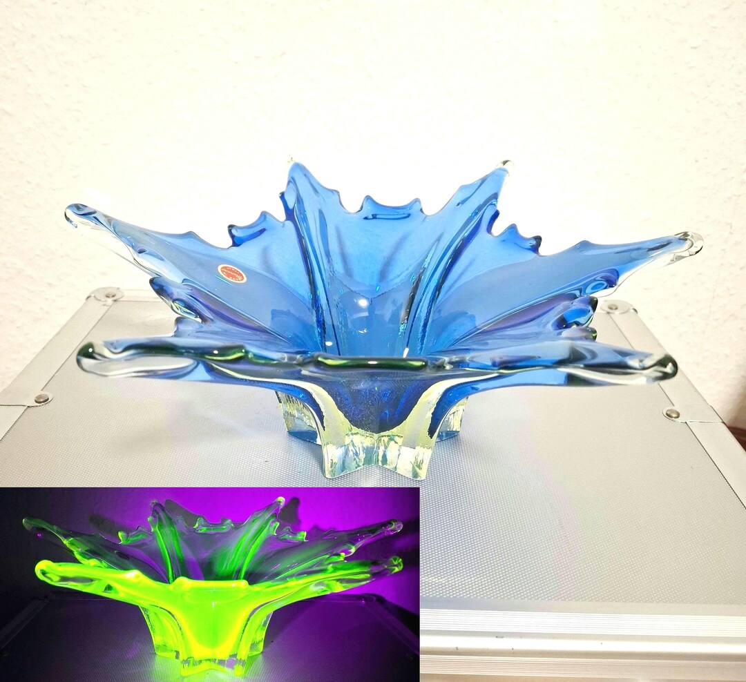 Blue Murano Uranium Glass Reminiscent of Snow Flakes - Etsy