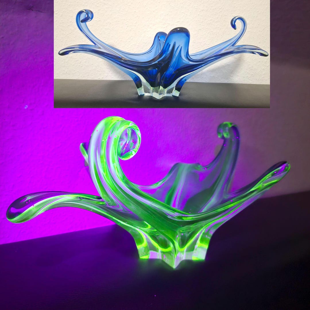 Murano Glass.uranium Glass Stunning Piece Sommerso ,blue Bowl.collector ...