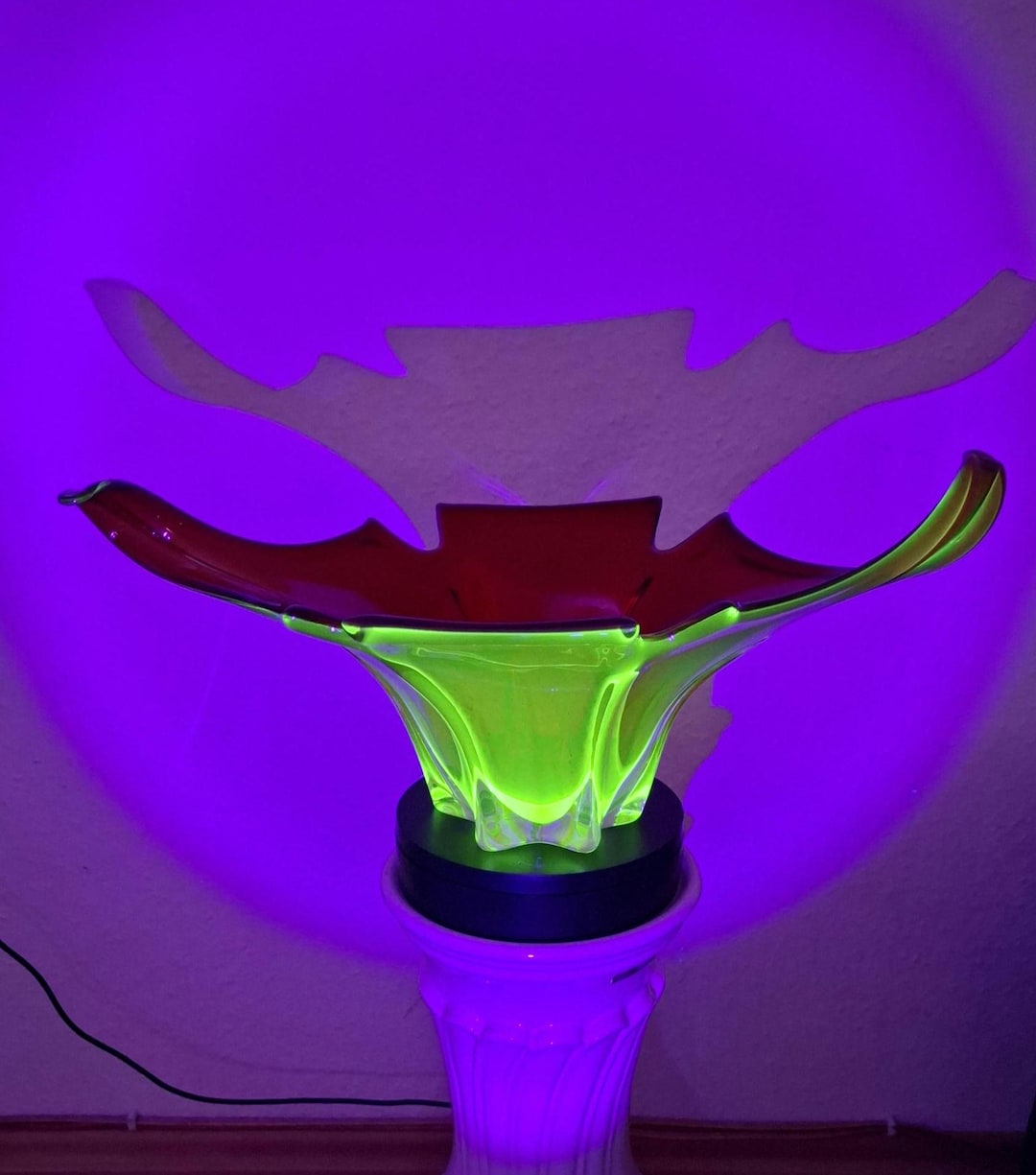 Murano Glass Red,uranium Glass Bowl Rare Swirling Tip Sommerso , Mid ...