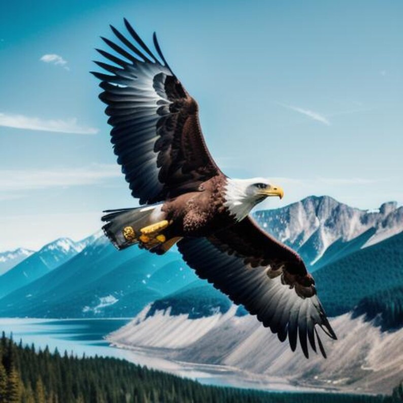 Majestic Eagle Soaring Over Mountains - Etsy