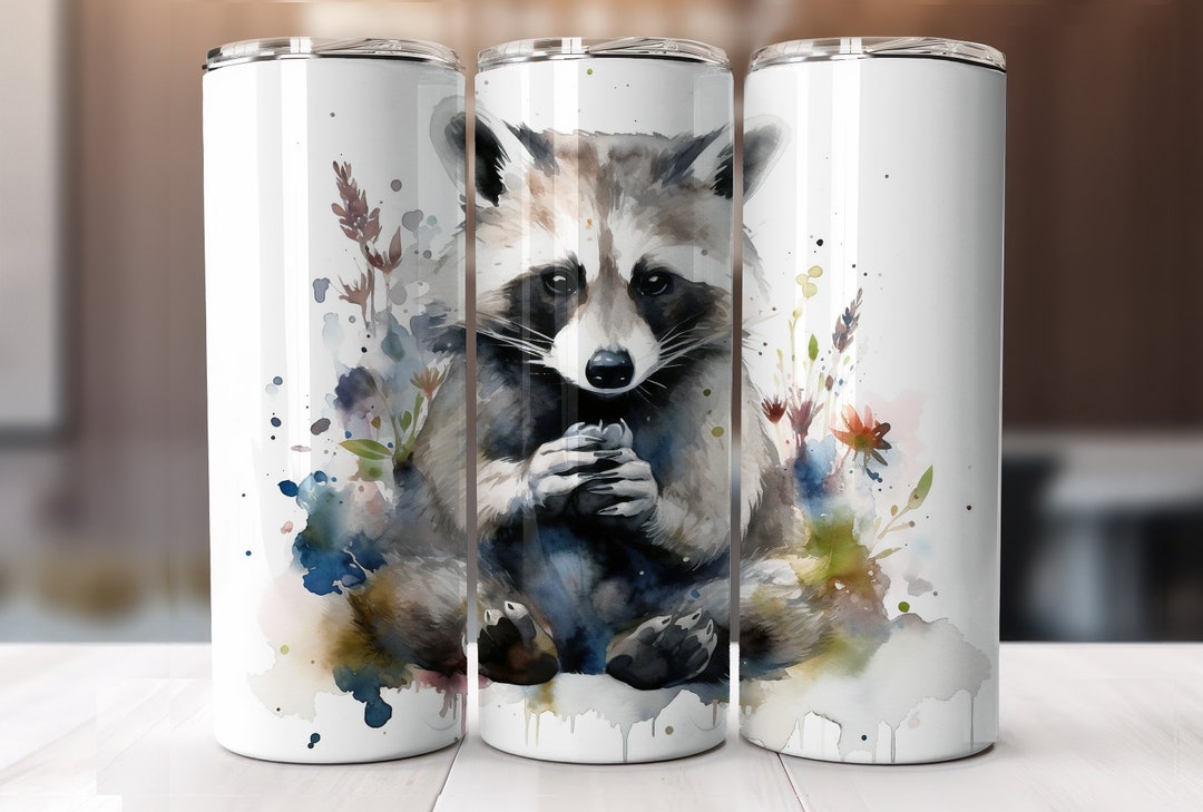 Raccoon 20 Oz Skinnytumbler Wrap Watercolor Cute Raccoons Lovers ...