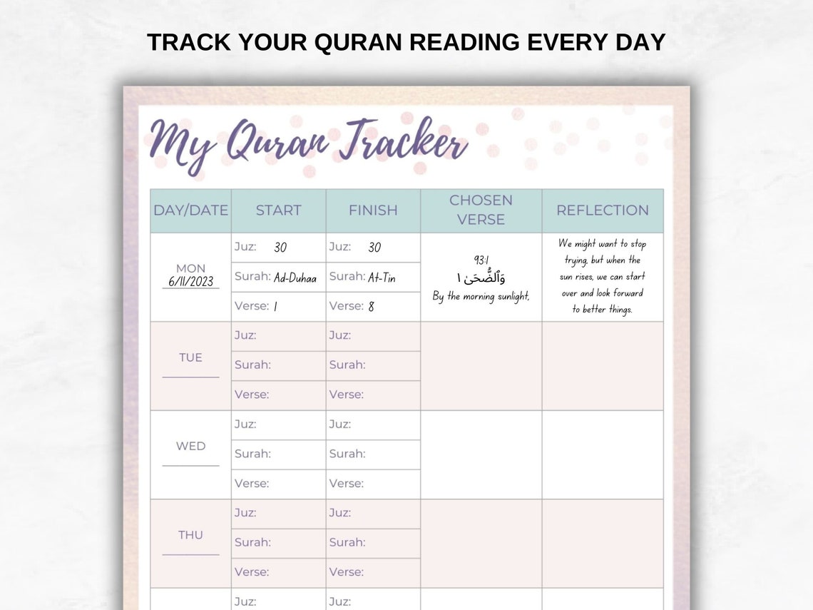 Quran Journal Printable, Quran Tracker, Quran Planner, Islamic Journal ...