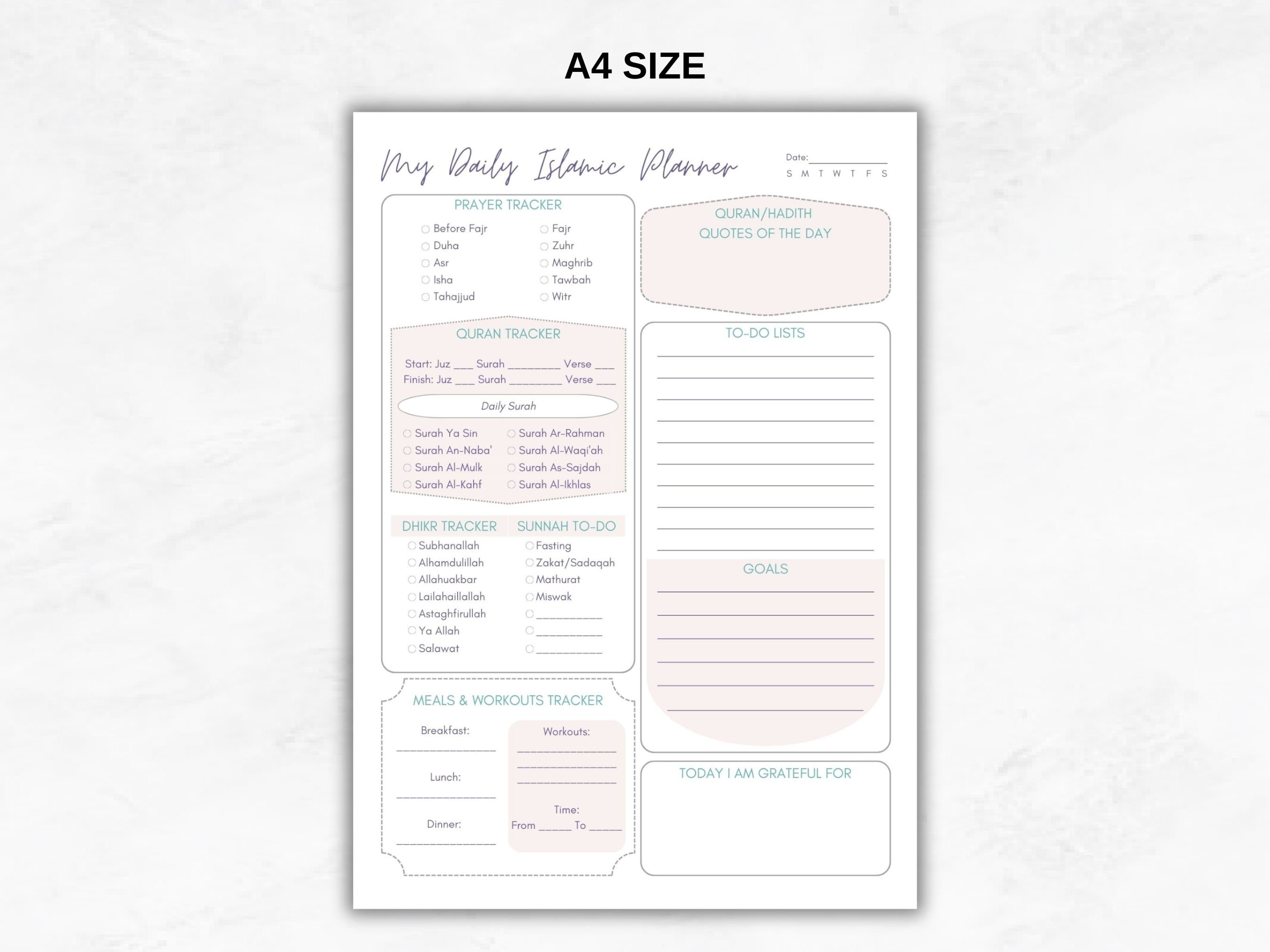 DAILY ISLAMIC PLANNER Printable Muslim Daily Planner Muslim Planner ...