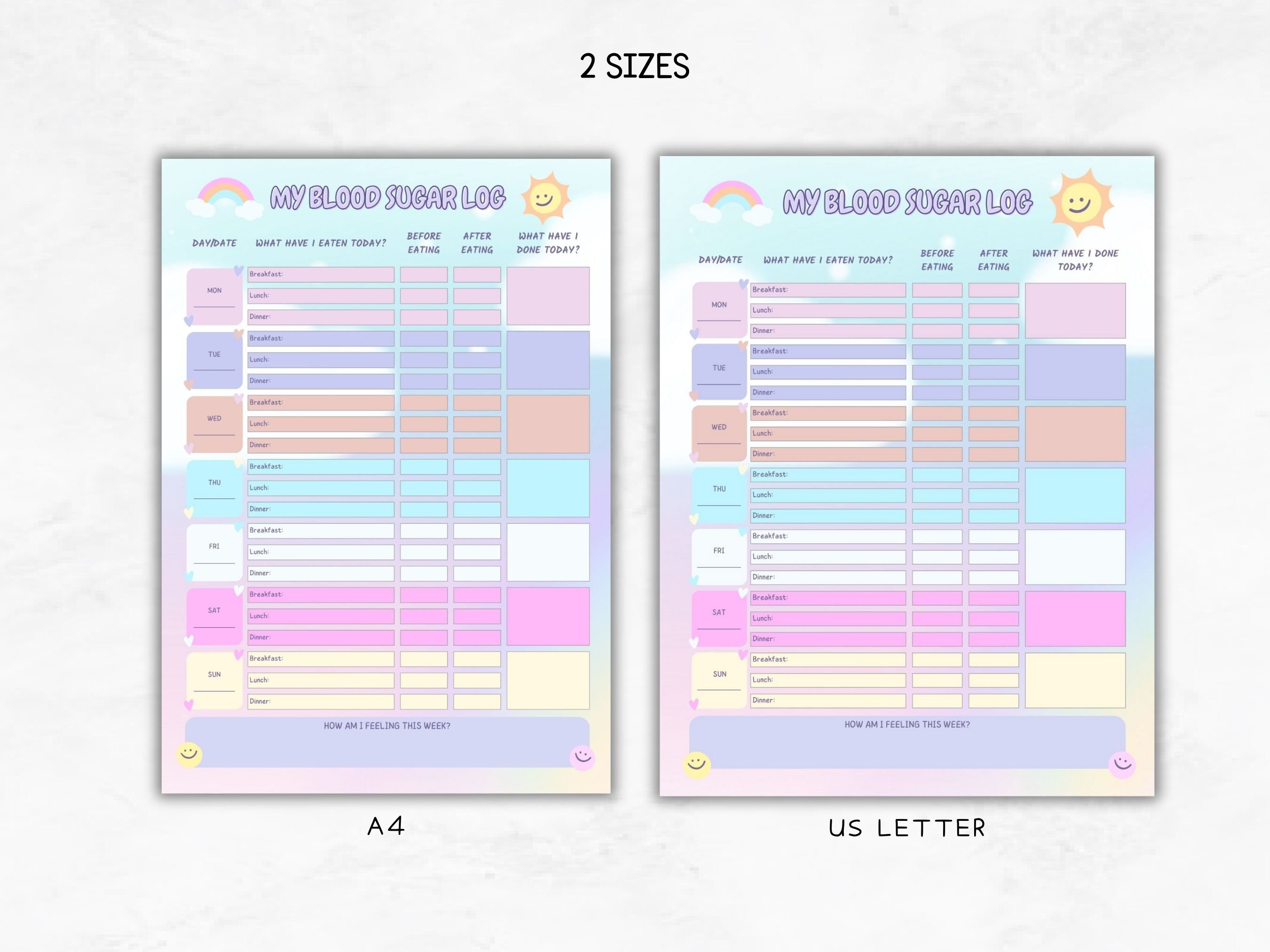 Blood Sugar Log for Kids Printable, Children Blood Sugar Tracker, Kids ...