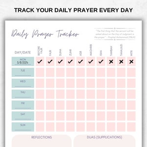 Muslim Daily Prayer Tracker Printable, Salah Tracker, Muslim Prayer ...
