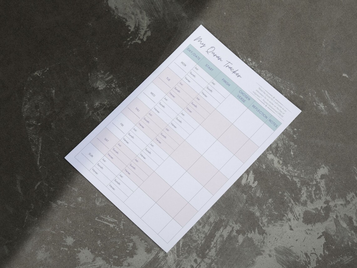Quran Tracker Printable, Quran Journal, Quran Planner, Islamic Journal ...