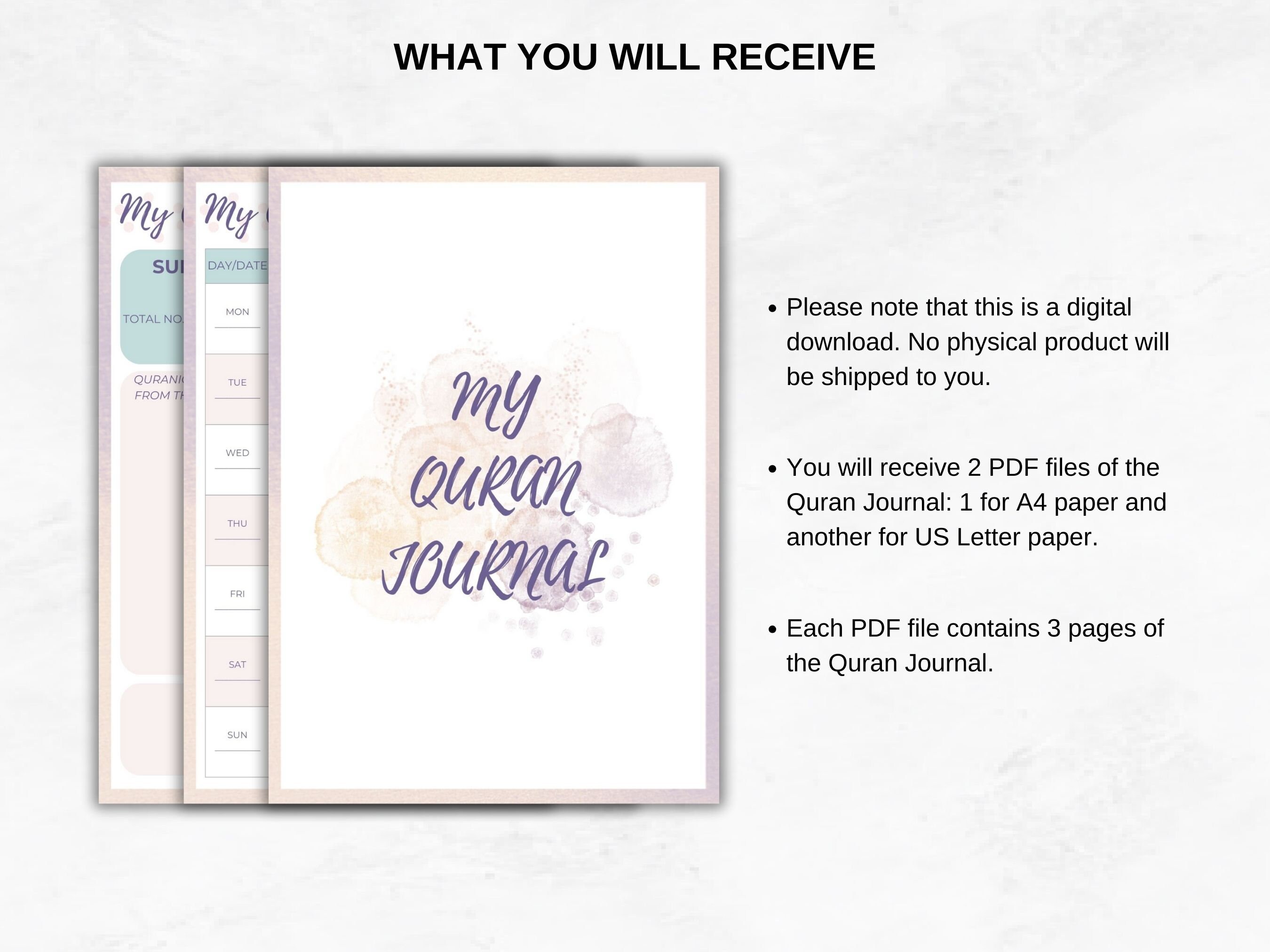 Quran Journal Printable, Quran Tracker, Quran Planner, Islamic Journal ...