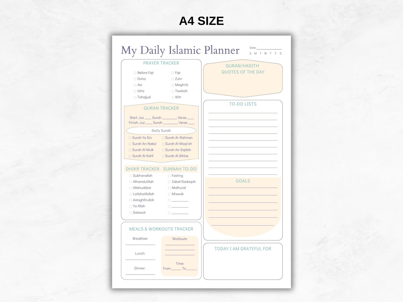 DAILY ISLAMIC PLANNER Printable, Quran Challenge Schedule, Muslim ...