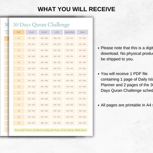 DAILY ISLAMIC PLANNER Printable, Quran Challenge Schedule, Muslim ...