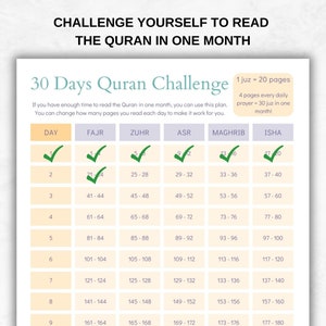 DAILY ISLAMIC PLANNER Printable, Quran Challenge Schedule, Muslim ...