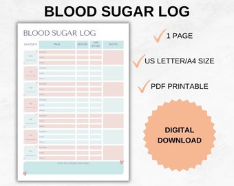 Blood Sugar Log for Kids Printable, Children Blood Sugar Tracker, Kids ...