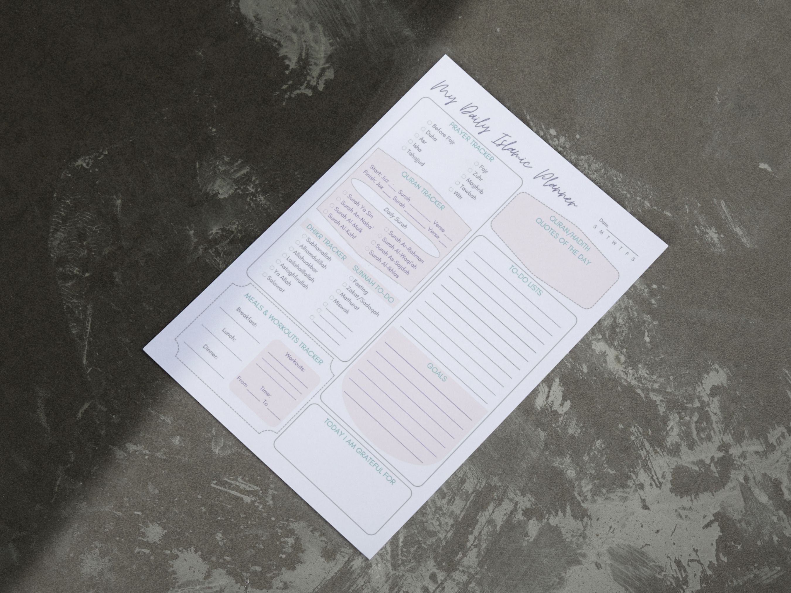 DAILY ISLAMIC PLANNER Printable Muslim Daily Planner Muslim Planner ...