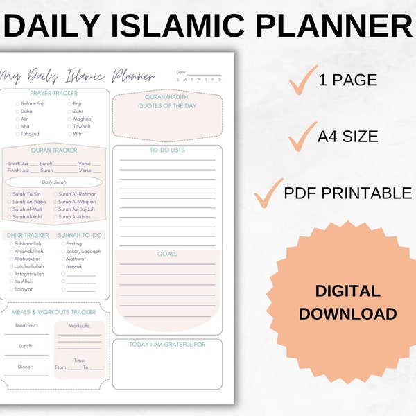 DAILY ISLAMIC PLANNER Printable, Quran Challenge Schedule, Muslim ...