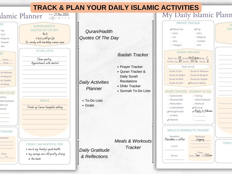 DAILY ISLAMIC PLANNER Printable, Quran Challenge Schedule, Muslim ...