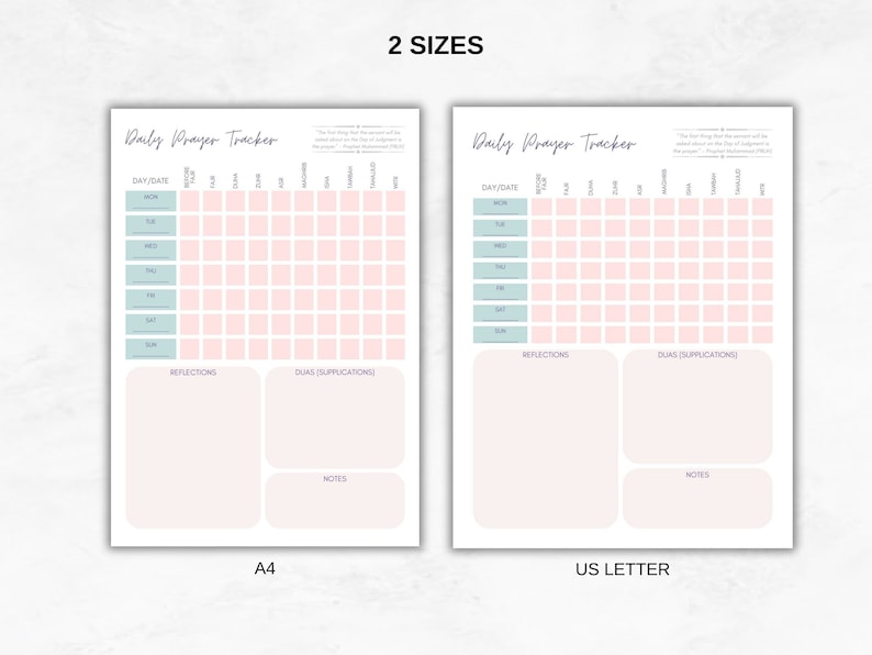 Muslim Daily Prayer Tracker Printable, Salah Tracker, Muslim Prayer ...
