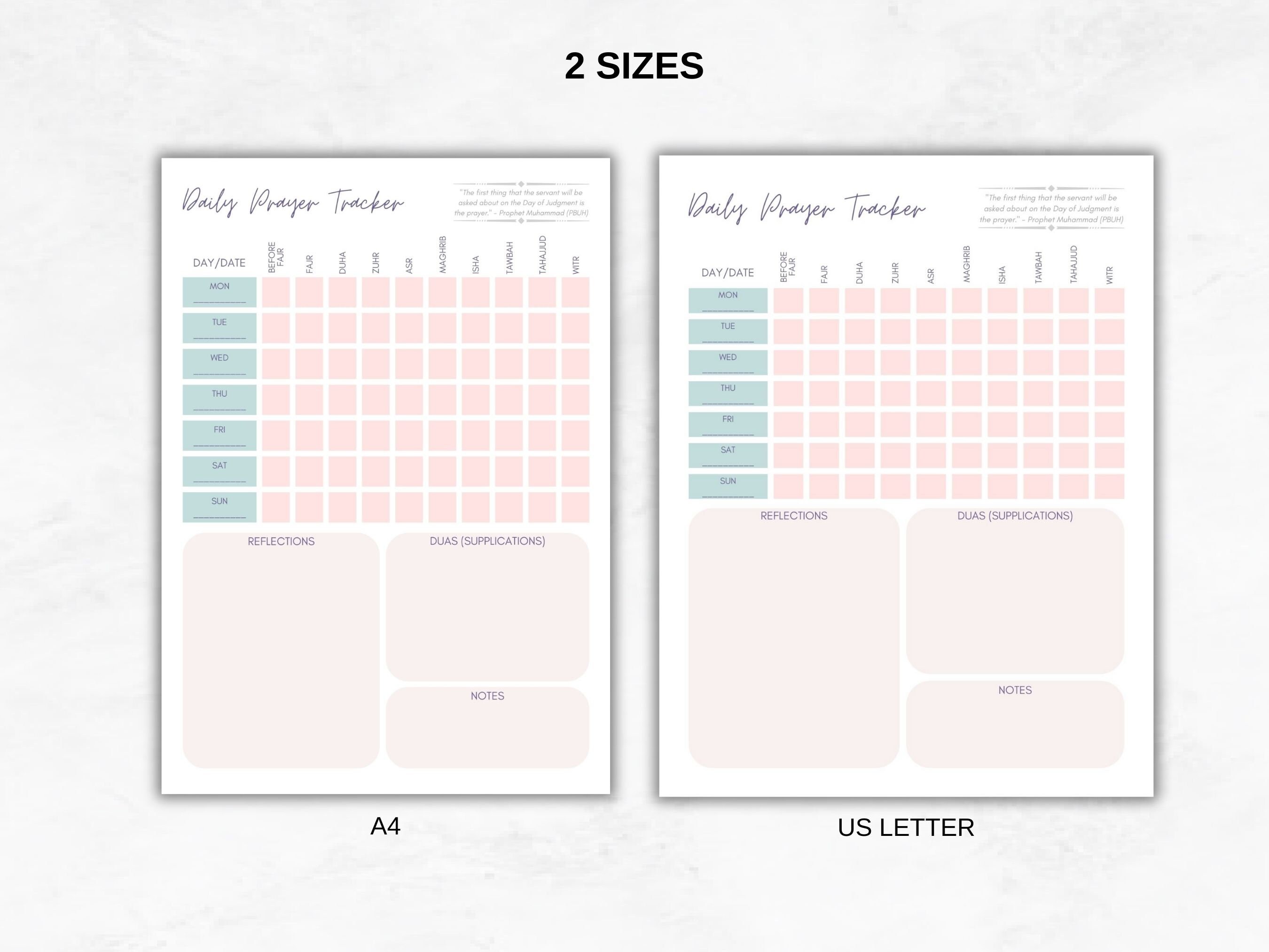 Muslim Daily Prayer Tracker Printable, Salah Tracker, Muslim Prayer ...