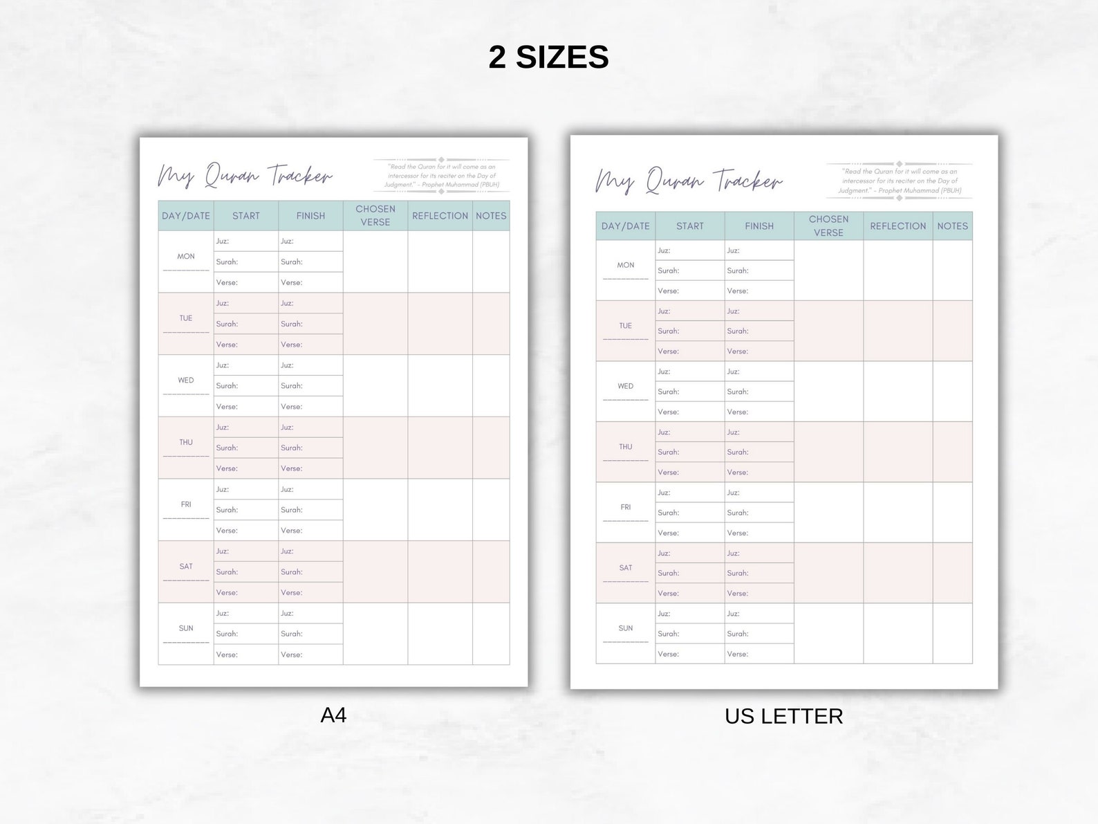 Quran Tracker Printable, Quran Journal, Quran Planner, Islamic Journal ...