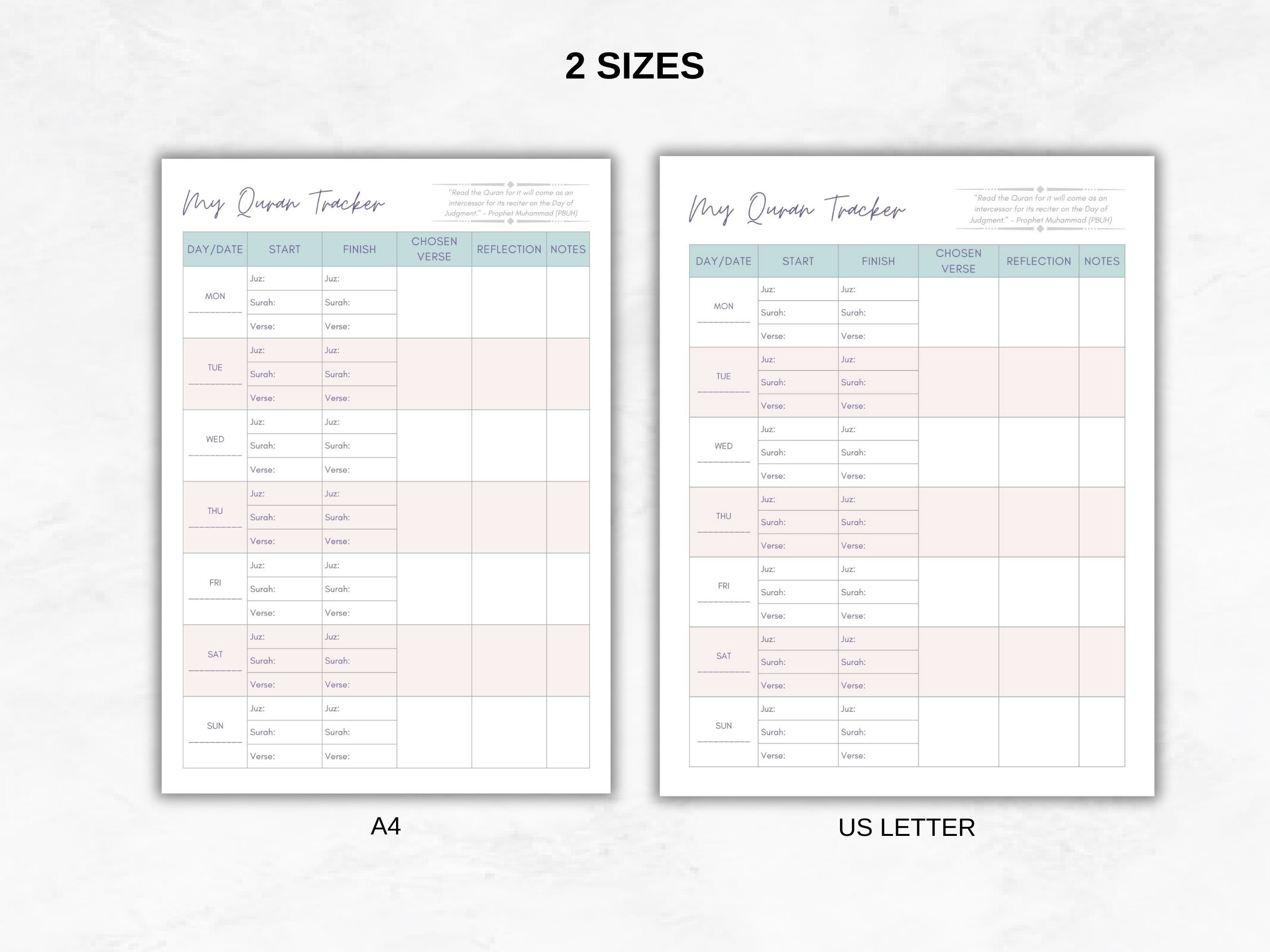 Quran Tracker Printable, Quran Journal, Quran Planner, Islamic Journal ...