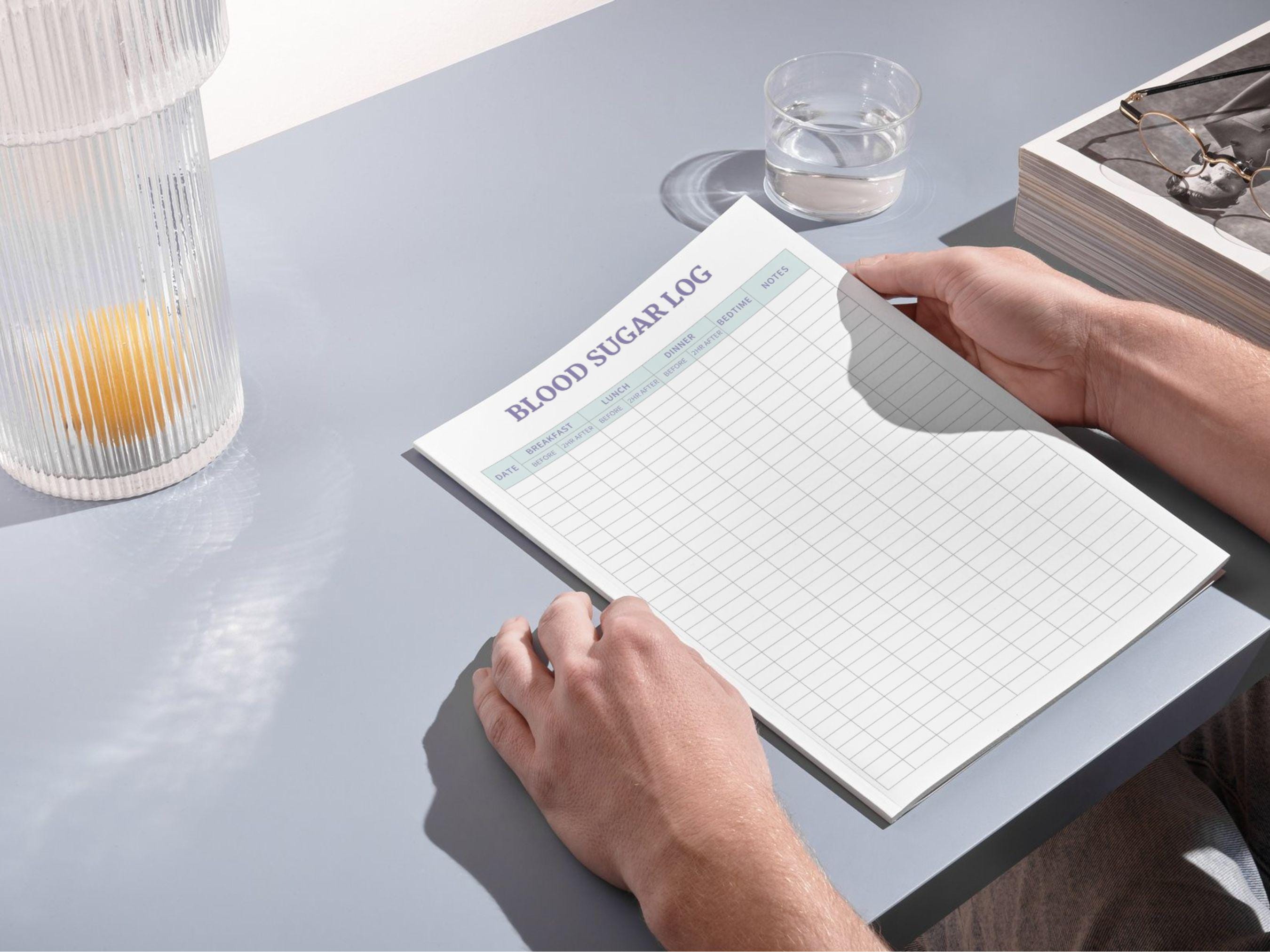 Blood Sugar Log Printable, Blood Sugar Tracker, Diabetes Log, Glucose ...