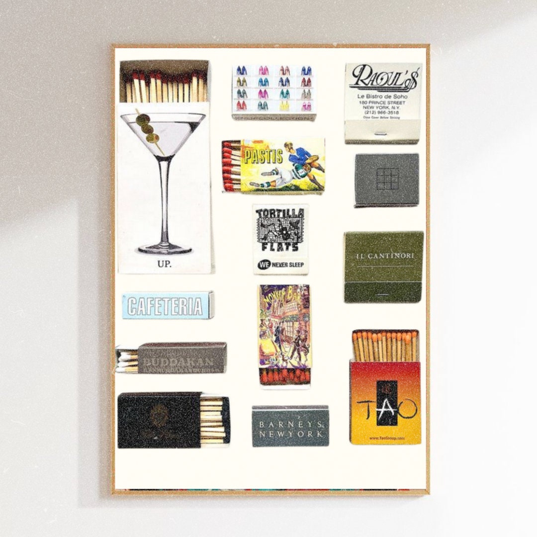 Vintage Matchbox Print, Trendy Matches Poster, Retro Wall Art, Funky ...