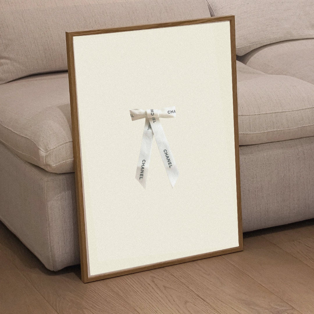 Silk White Chanel Ribbon Bow Poster Feminine Home Decor Girly Wall Art ...