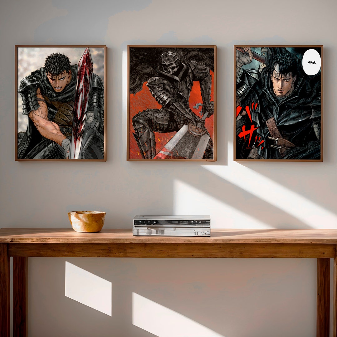 Berserk, 3 Posters, Guts, Berserker Armor, 4K Digital Wall Print, Van ...