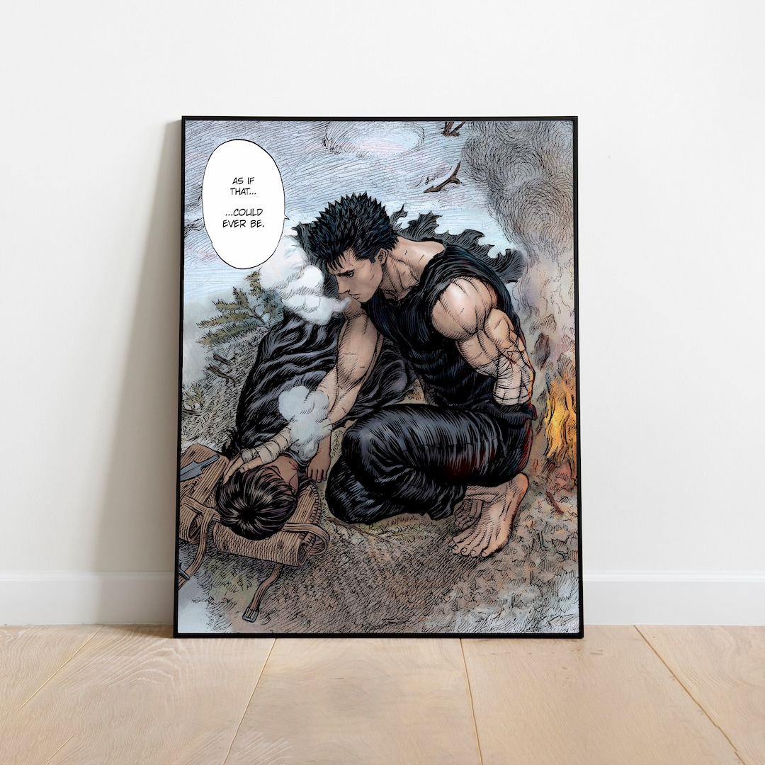 Berserk Poster, Guts and Caska, Colored Manga Poster, Digital 4K Wall ...