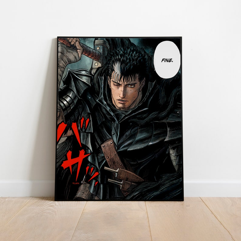Berserk Poster, Guts, Colored Manga Poster, Digital 4K Wall Print ...