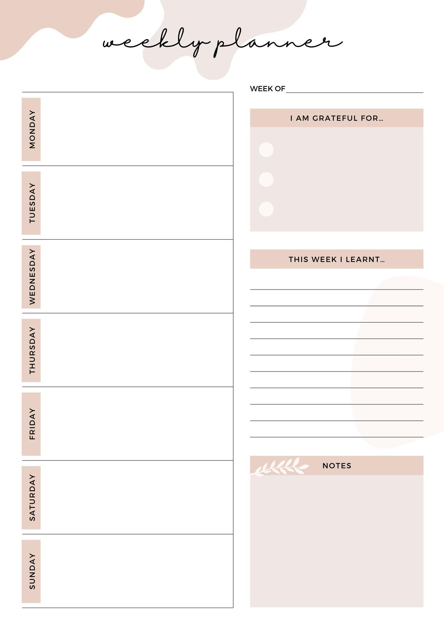 2025 Weekly Planner, Printable - Etsy