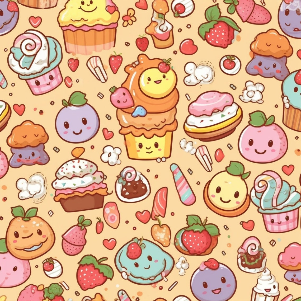 Cute Kawaii Sweets Single Tile Pattern (not Seamless) - Etsy