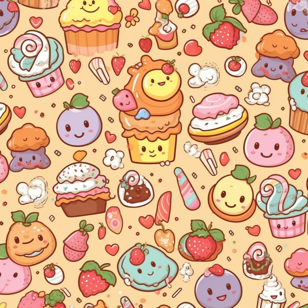 Cute Kawaii Sweets Single Tile Pattern (not Seamless) - Etsy Canada