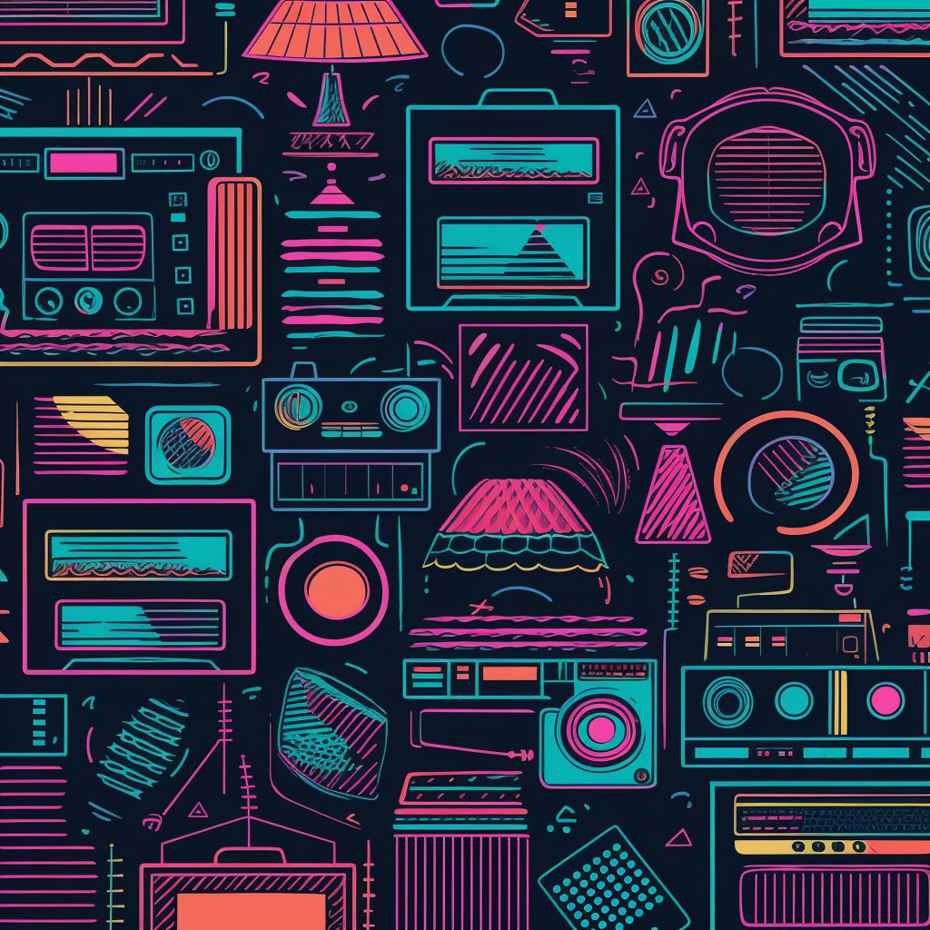 4 Neon Retro Patterns - Etsy