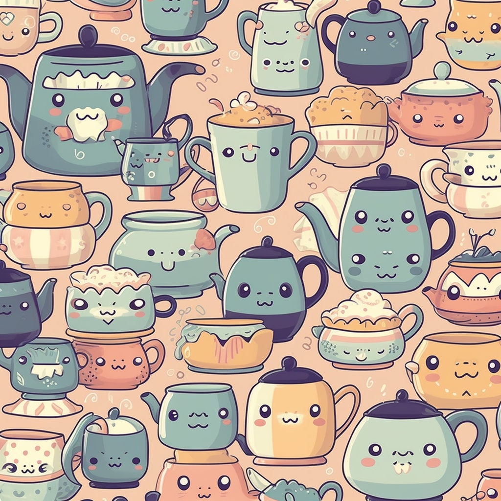 4 Kawaii Cups Patterns - Etsy