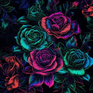 4 Neon Rose Patterns - Etsy