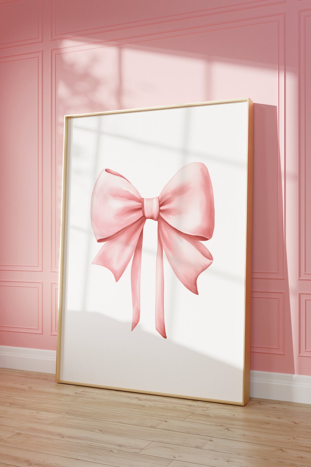 Pink Bows Art Print, Coquette Room Decor, Pink Nursery Girly Wall Art ...
