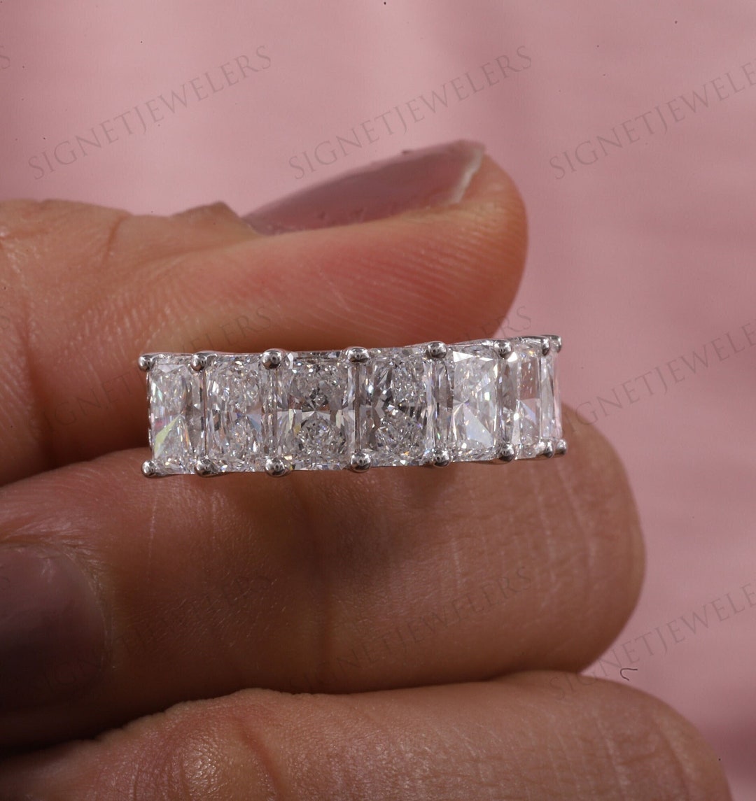 Radiant Diamond Band, 14K Gold Ring, Half Eternity Radiant Band ...